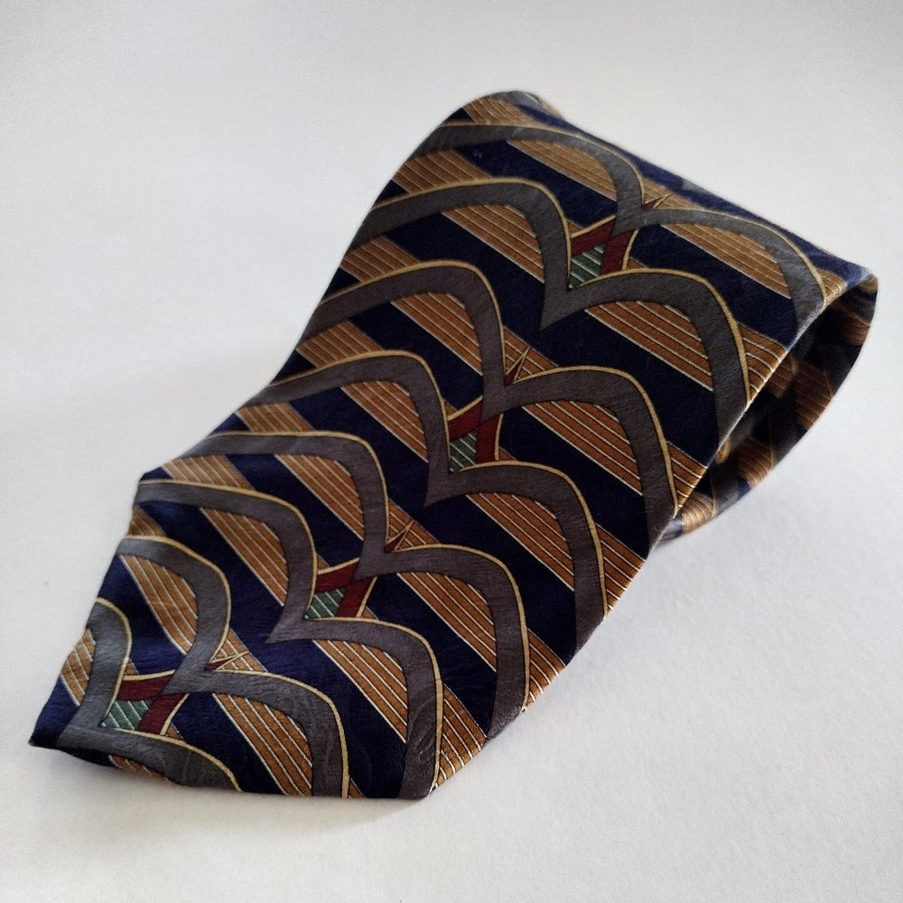 Vintage 1990s Louis Roth Gold Art Deco Silk Neck Tie … - Gem